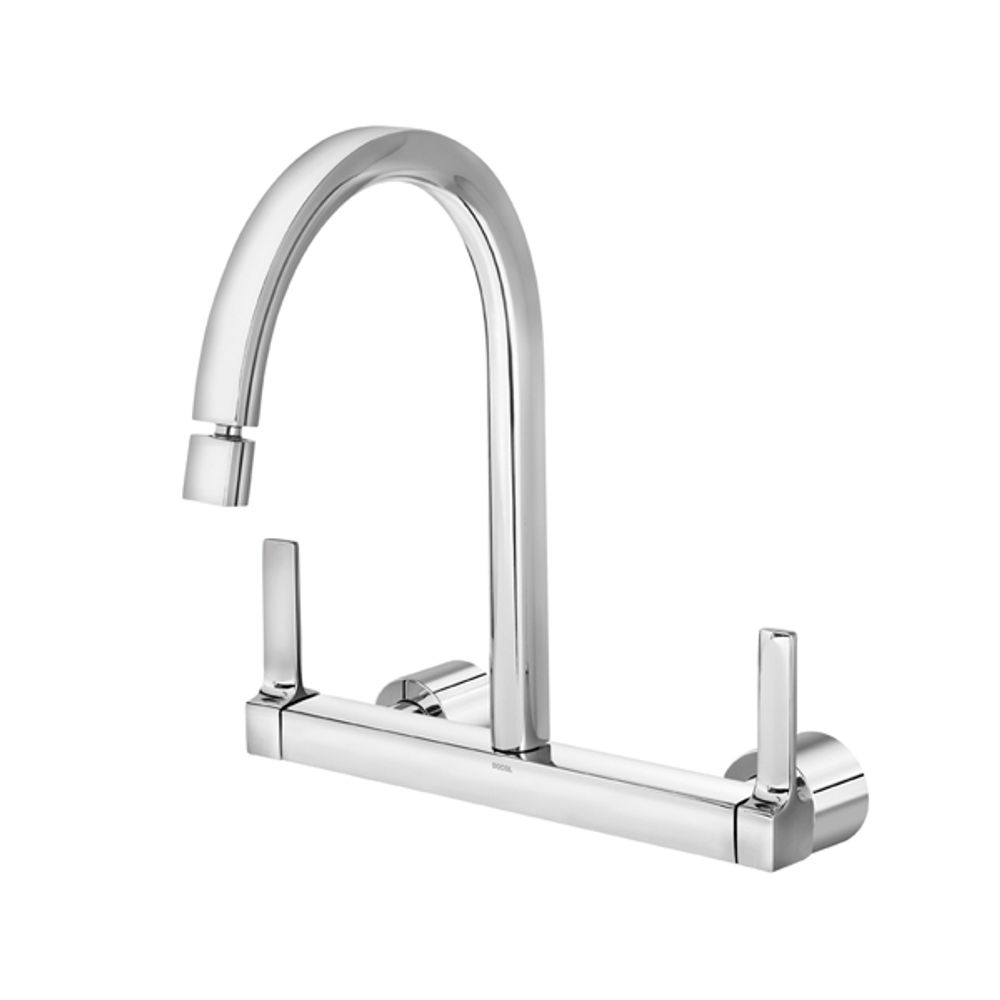 Misturador Para Cozinha De Parede Bica Alta 1 2 E 3 4 Quad Cromado