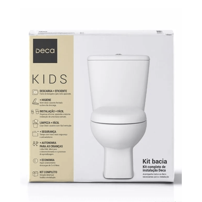 Kit Bacia Caixa Acoplada Kids Branco 3/6 Lts+compl Instalacao+assento ...