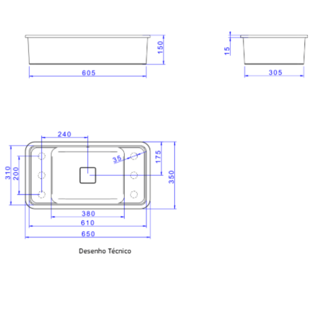 Cuba De Embutir Retangular Mesa Slim Barbante 60 Cm - Deca - Revest