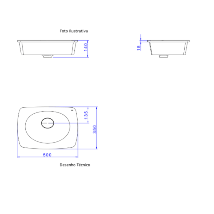 Cuba Retangular De Sobrepor Liquid Soft Antracite 50cm - Deca - Revest